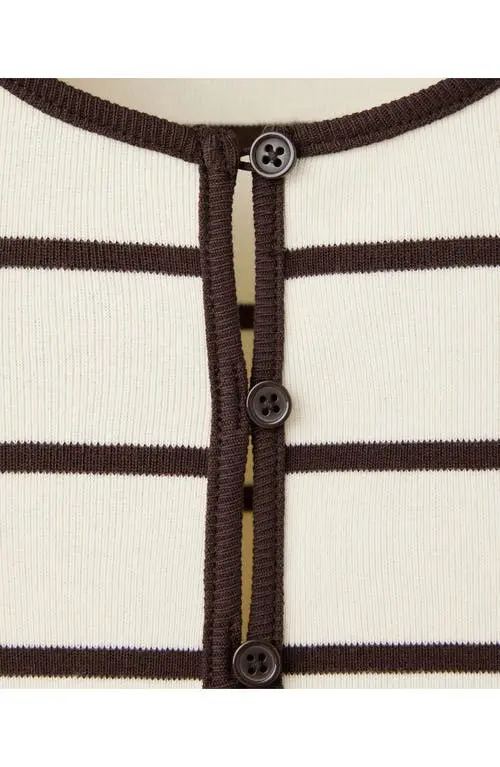 Mango Stripe Button & Loop Cotton Cardigan