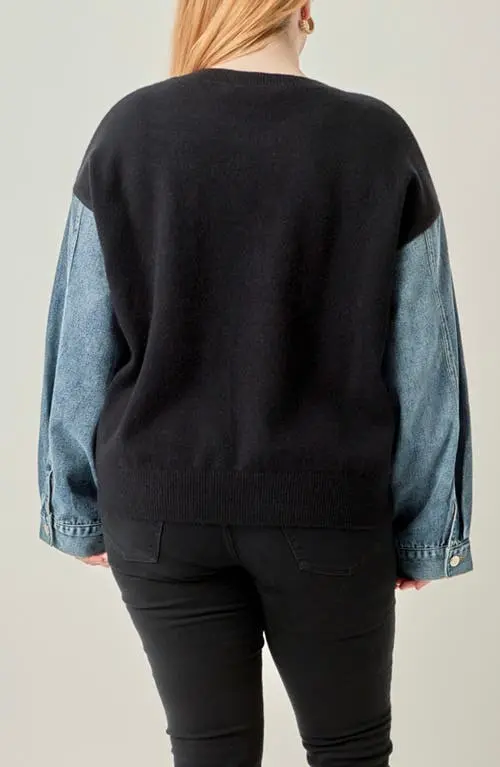 GREY LAB Denim Combo Sleeve Sweater