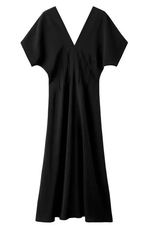 Mango Flared V-neck Dress - Black