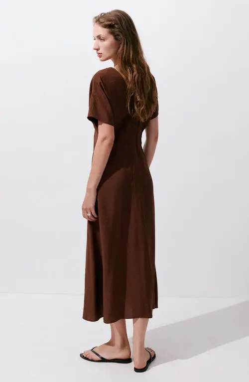 Mango Flared V-neck Dress - Chocolate