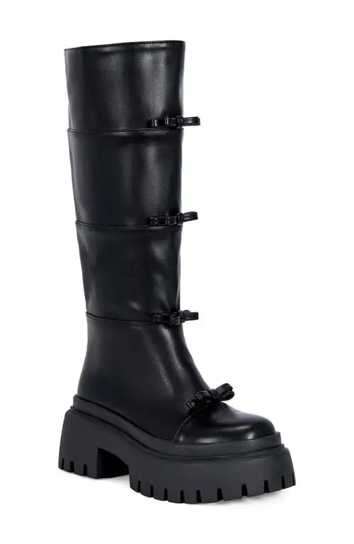 AZALEA WANG Marguerite Faux Leather Knee High Boot - Black
