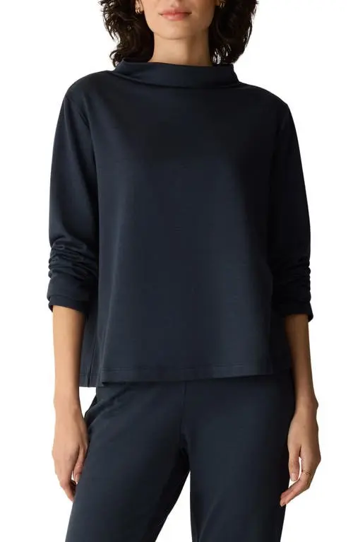 Eileen Fisher Funnel Neck Long Sleeve Top - Maritime