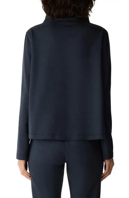 Eileen Fisher Funnel Neck Long Sleeve Top - Maritime