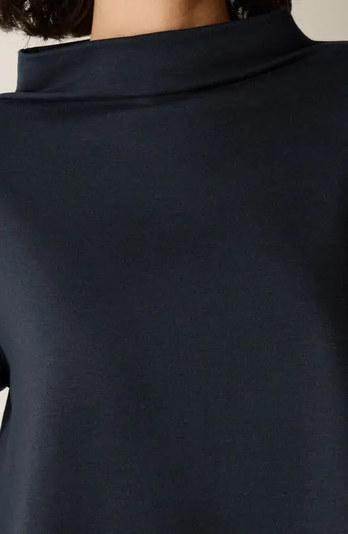 Eileen Fisher Funnel Neck Long Sleeve Top - Maritime