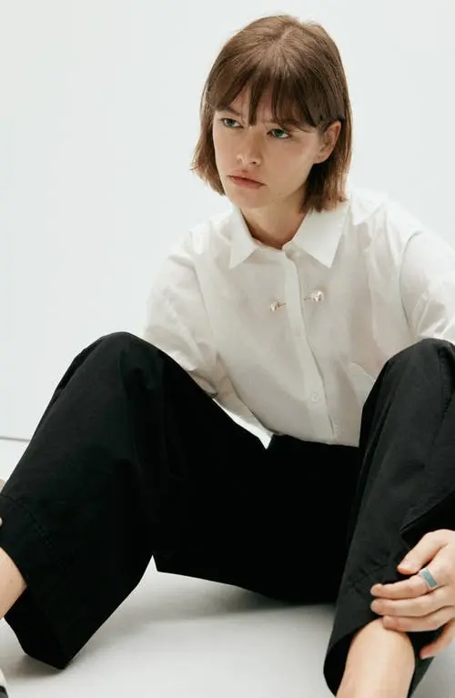 Mango Mid Rise Balloon Twill Pants - Black