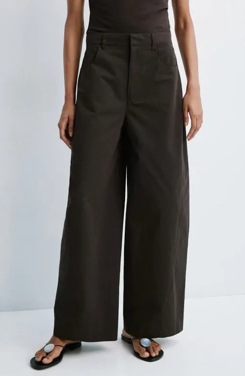 Mango Mid Rise Balloon Twill Pants - Chocolate
