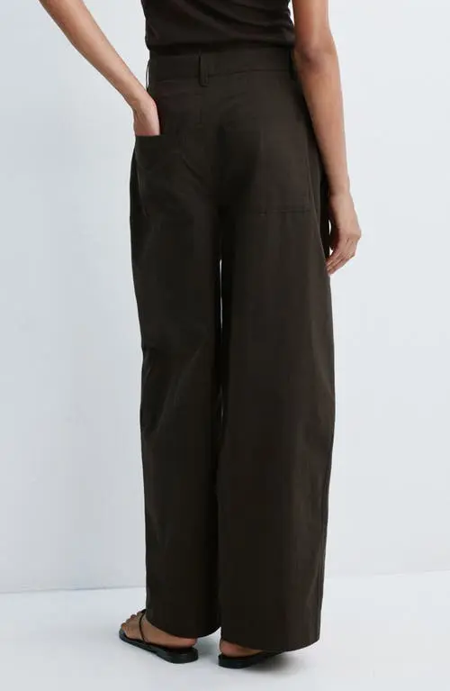 Mango Mid Rise Balloon Twill Pants - Chocolate