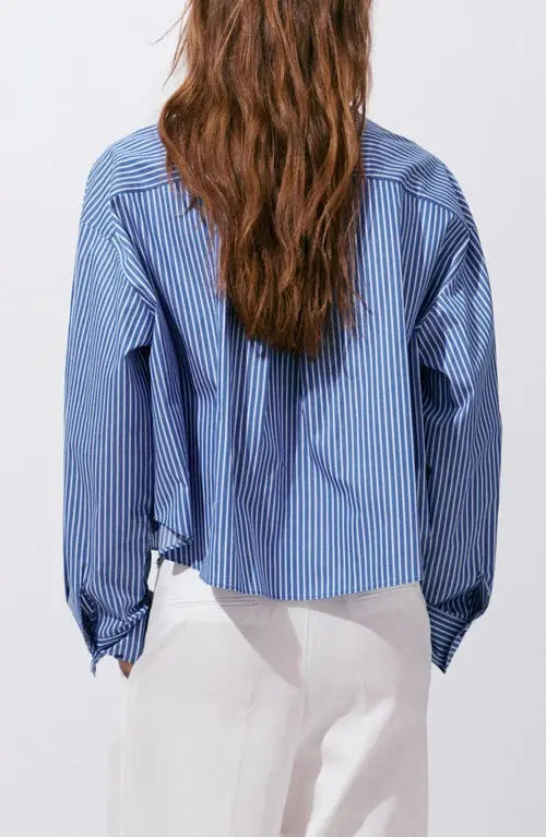 Mango Stripe Crop Button-up Shirt