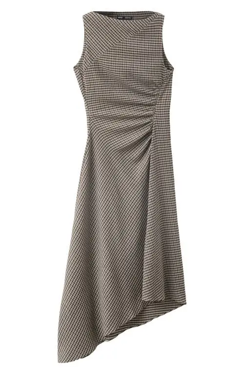Mango Check Asymmetric Hem Dress