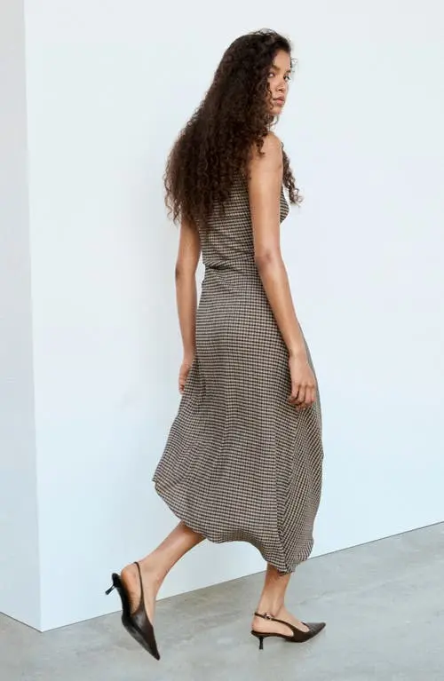 Mango Check Asymmetric Hem Dress