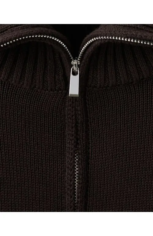Mango Striped Cotton Half Zip Sweater