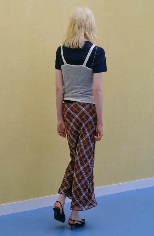 Mango Check Midi Skirt