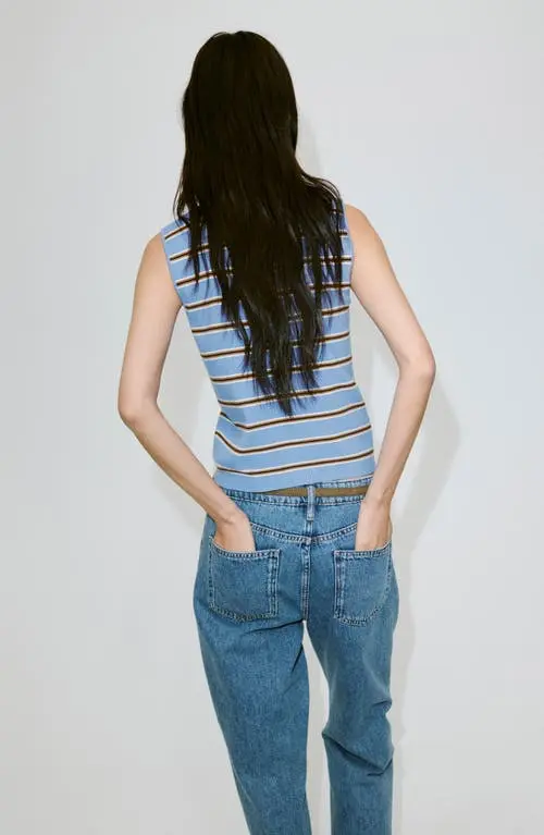 Mango Stripe Rib Polo Vest