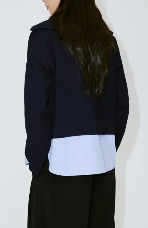 Mango Layered Knit Sweater With Shirt
