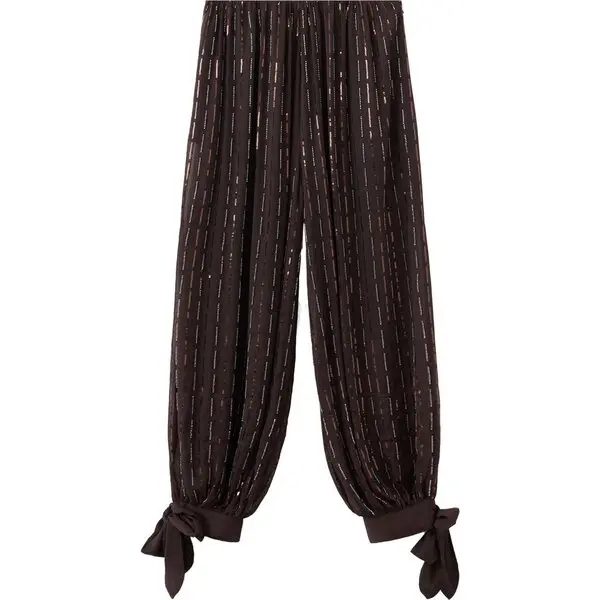 Mango Sequin Harem Pants - Brown