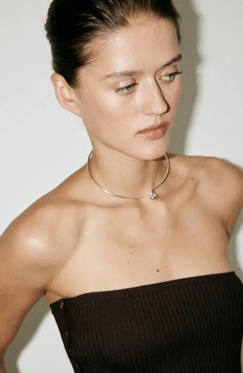 Mango Rib Strapless Top - Chocolate