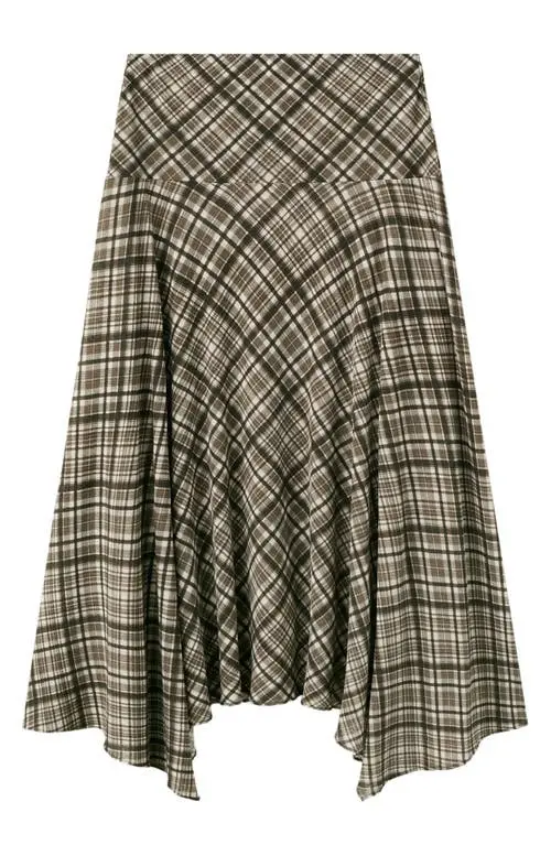 Mango Check Asymmetric Maxi Skirt