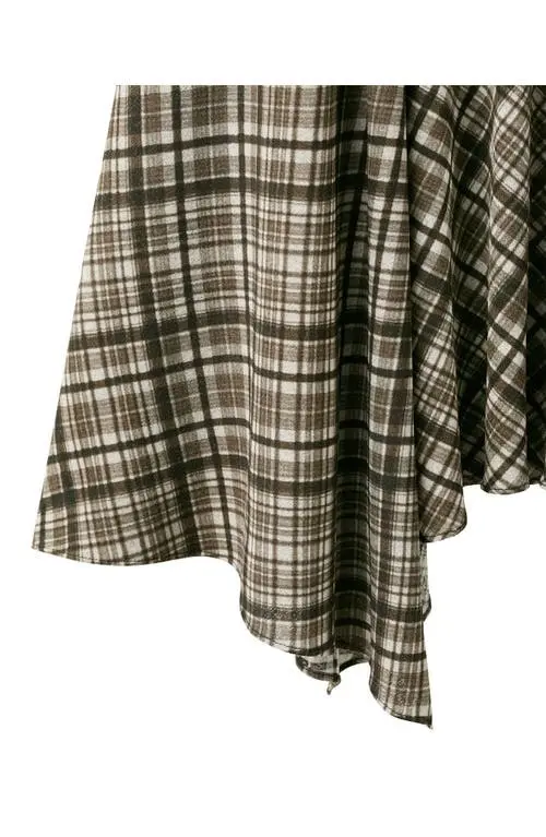 Mango Check Asymmetric Maxi Skirt