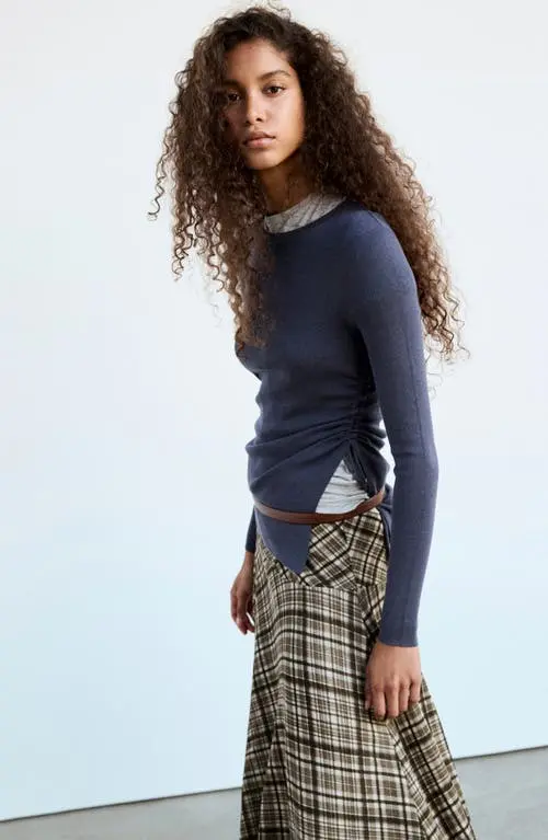Mango Check Asymmetric Maxi Skirt