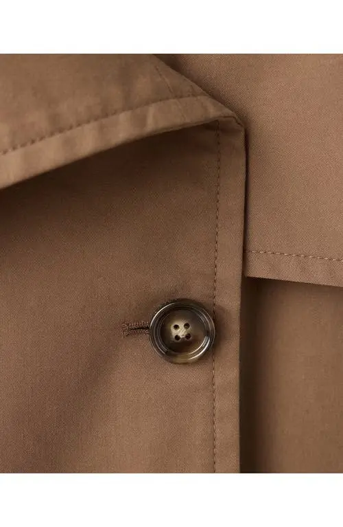 Mango Double Breasted Crop Cotton Blend Trench Coat
