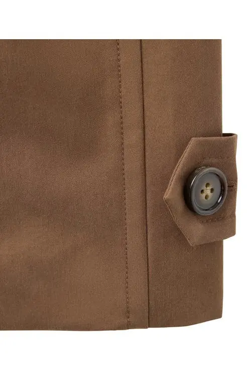 Mango Double Breasted Crop Cotton Blend Trench Coat