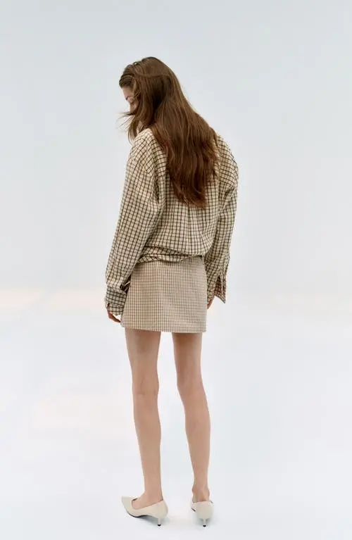 Mango Gingham Cotton Miniskirt