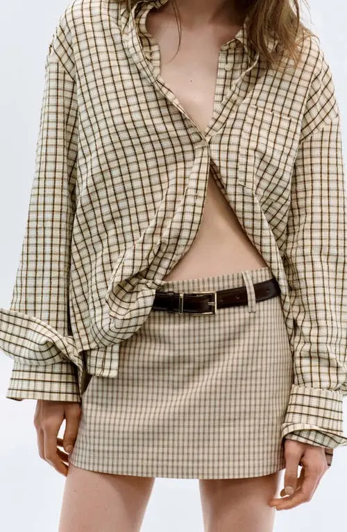 Mango Gingham Cotton Miniskirt