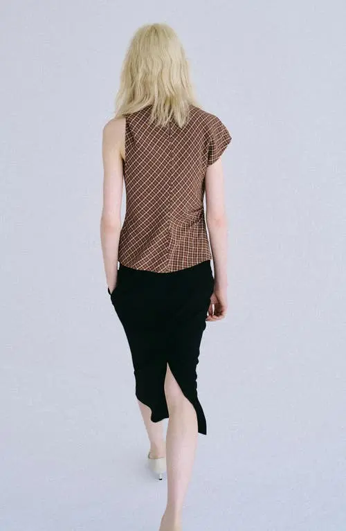 Mango Asymmetric Check Top