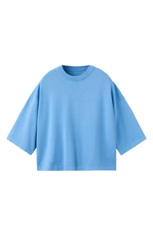 Mango Oversize Elbow Sleeve Cotton Sweater - Blue