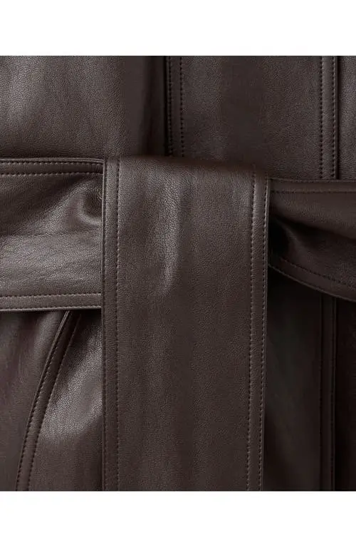 Mango Oversize Belted Faux Leather Jacket