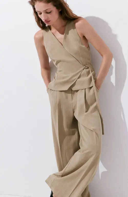 Mango Sleeveless Faux Wrap Jumpsuit