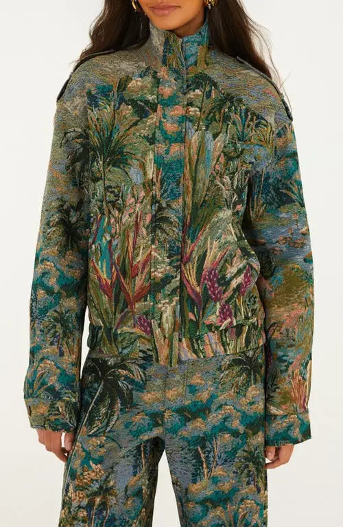 Farm Rio Petricor Jacquard Short Jacket - Green