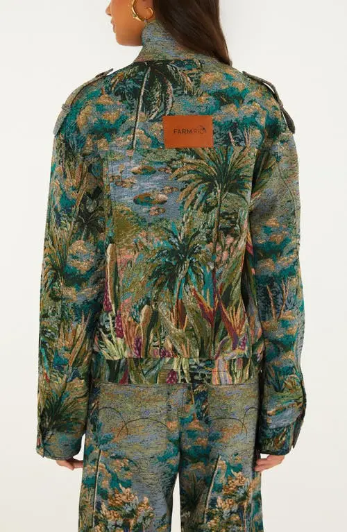 Farm Rio Petricor Jacquard Short Jacket - Green