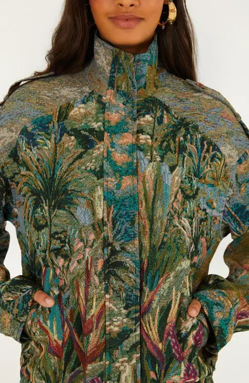 Farm Rio Petricor Jacquard Short Jacket - Green