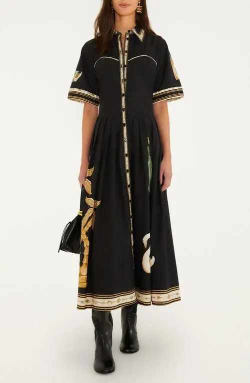Farm Rio Vintage Souvenirs Midi Dress - Black