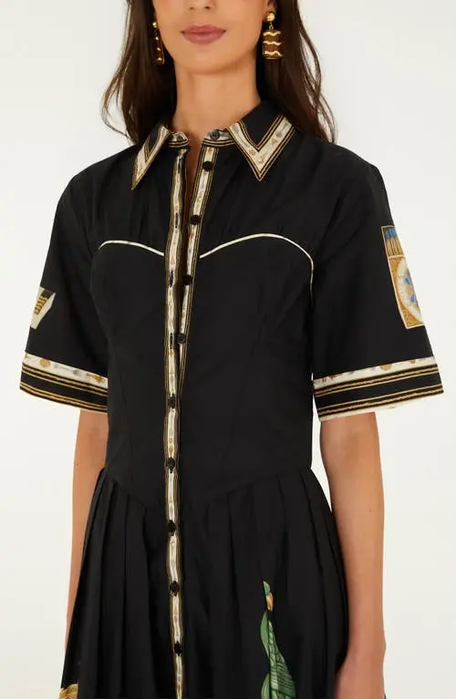 Farm Rio Vintage Souvenirs Midi Dress - Black