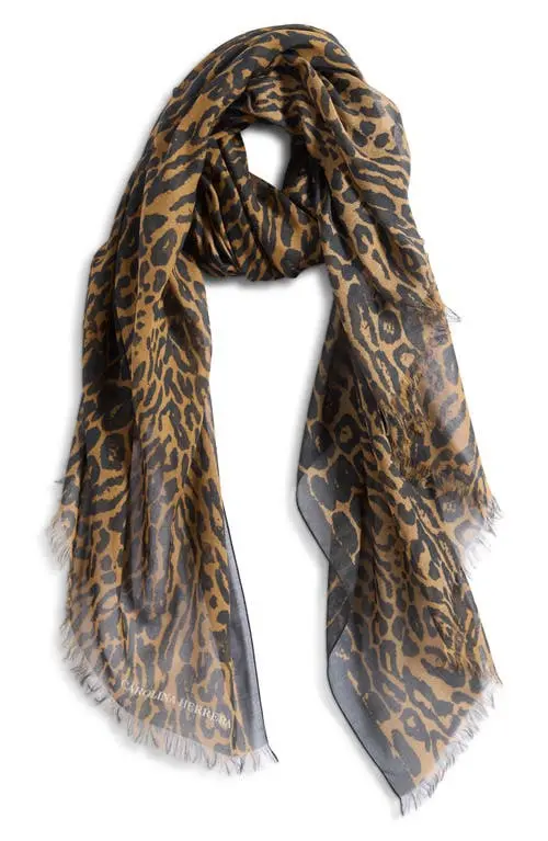 Carolina Herrera Leopard Print Modal & Cashmere Scarf