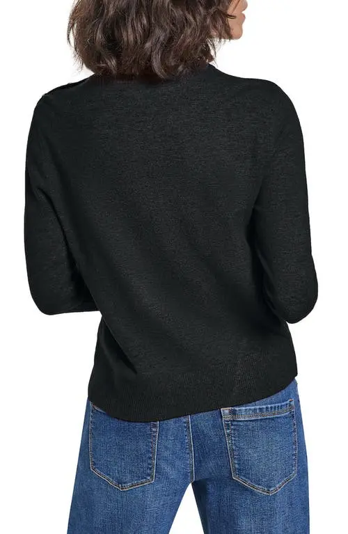 Karl Lagerfeld Paris Button Detail Sweater - Black