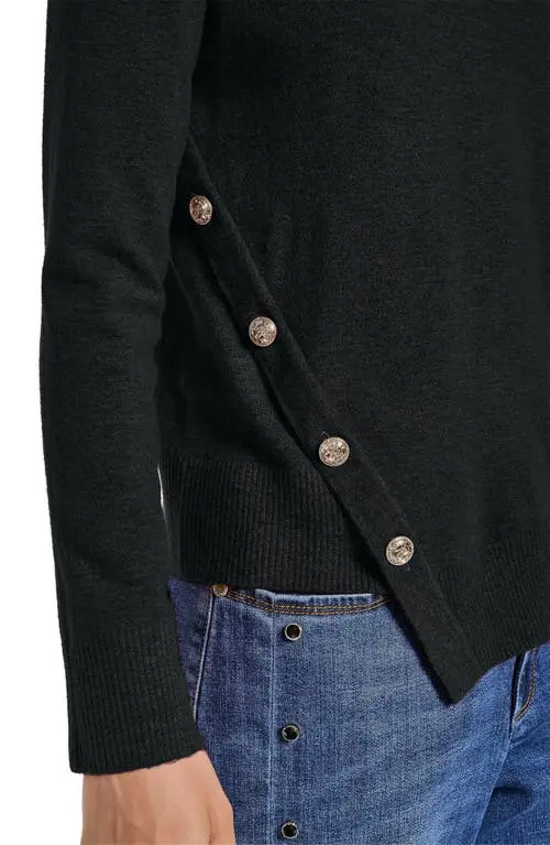 Karl Lagerfeld Paris Button Detail Sweater - Black