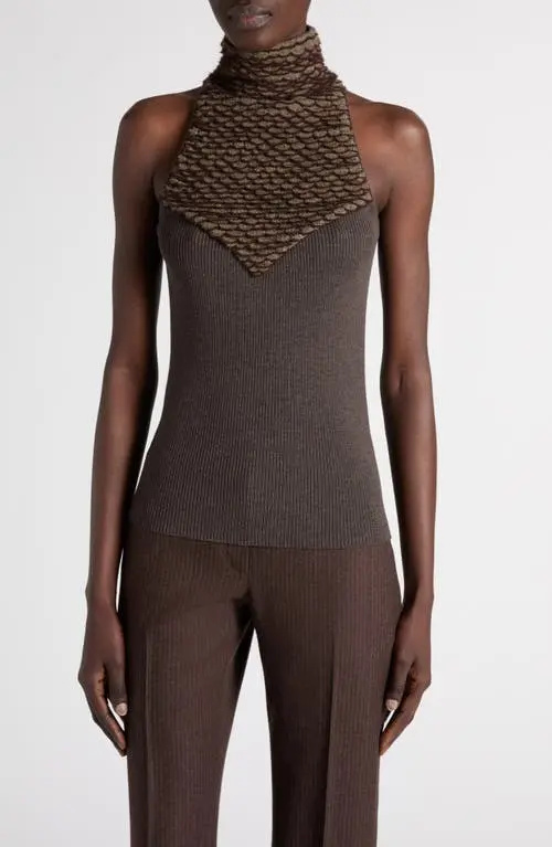 Alexander McQueen Wool Blend High Neck Sleeveless Top