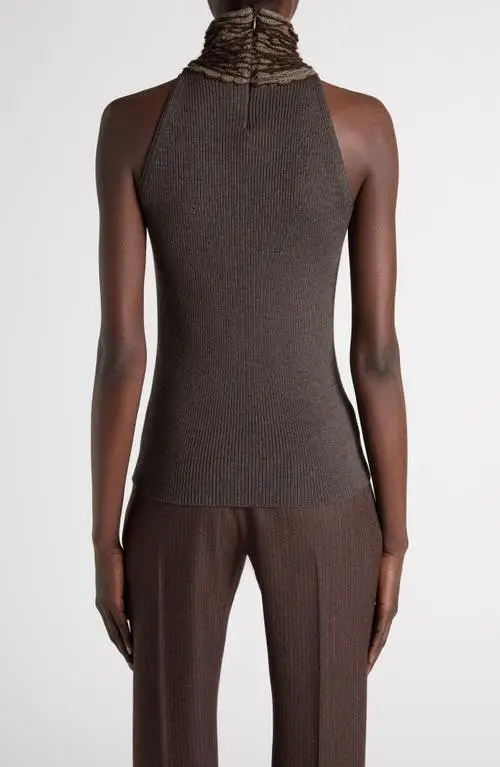 Alexander McQueen Wool Blend High Neck Sleeveless Top