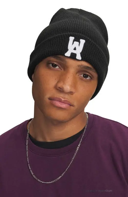 Under Armour Halftime Waffle Cuffed Beanie - Black/white