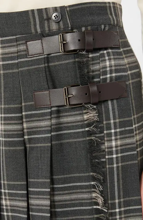 Max Mara Prisma Plaid Pleated Midi Skirt