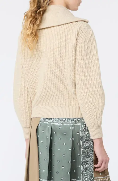 Max Mara Laser Half Zip Virgin Wool Sweater - Ice