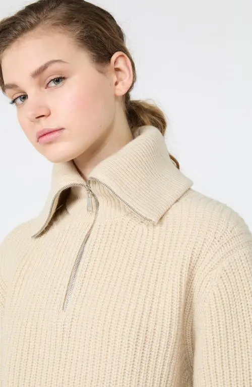 Max Mara Laser Half Zip Virgin Wool Sweater - Ice