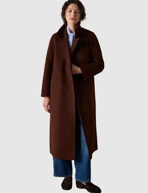 Whistles Relaxed Double Faced Midi Coat - Brown