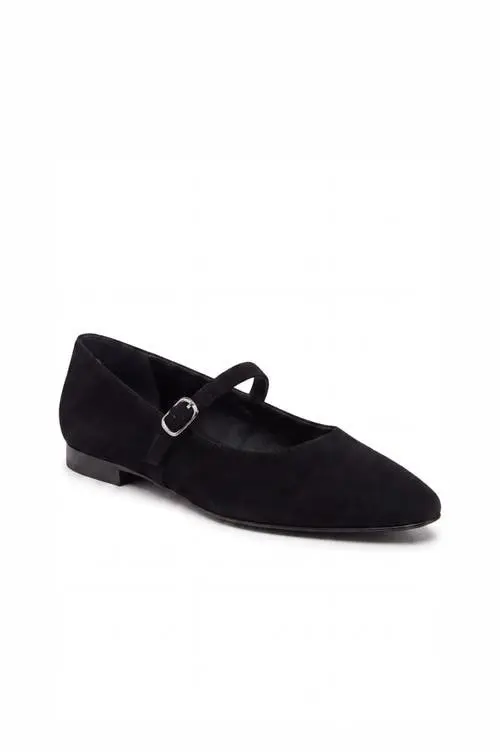 MENINA STEP Amelie Mary Jane Flat - Black Suede