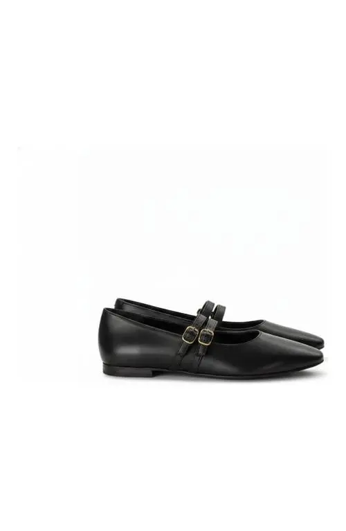 MENINA STEP Amelie Double Strap Mary Jane Flat - Black