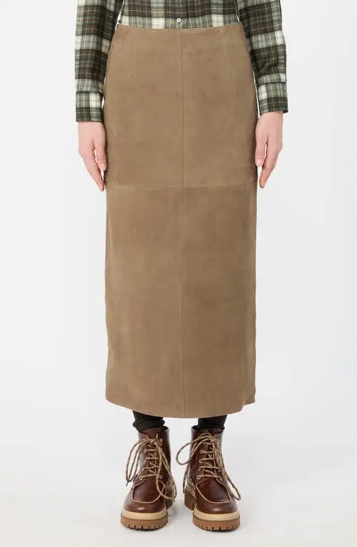 Max Mara Leather Midi Skirt - Kaki