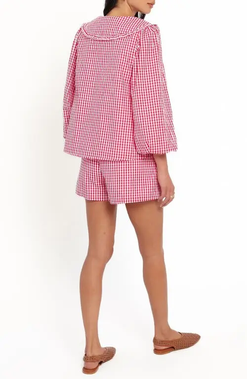 PETAL & PUP Angela Gingham Shirt And Shorts Set